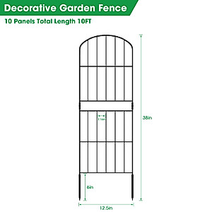 OUSHENG 38in (H) Decorative Garden Fence Fencing, 10ft (L) Rustproof Metal Wire Border Animal Barrier with Plastic Stakes for Dog Yard Patio Outdoor, Arched