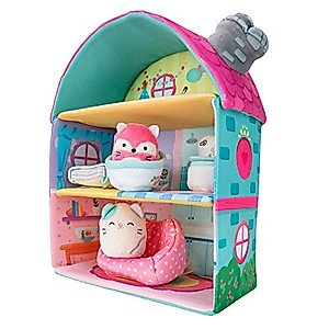 Squishville by Squishmallow Fifi’s Cottage Townhouse, 2” Blair and Fifi Soft Mini-Squishmallow and 4 Plush Furniture Accessories, Irresistibly Soft Toys, 3 Floors to Explore, Amazon Exclusive
