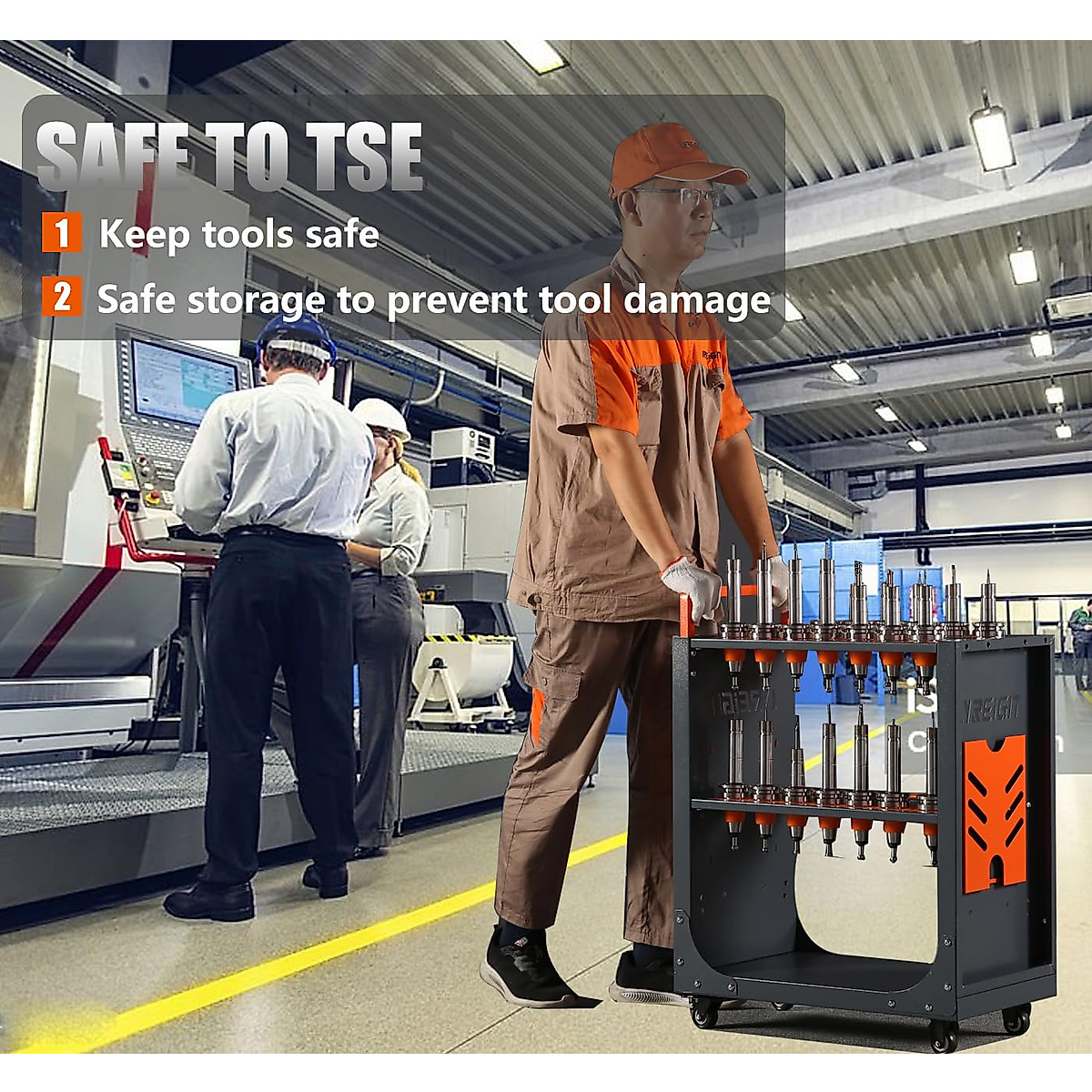 CAT50 Cart-20 Cap CNC Tool Cart，2023 New Model CNC Tool Transfer Cart， CNC Rolling Carts with Wheels， CNC Tools Holders, CNC Tools for CNC Cart, Cat 40 Tool Holder for Storehouse/Factory/Garage