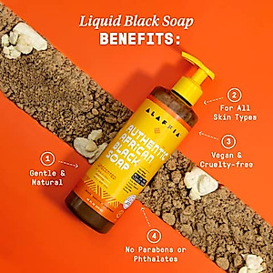 Alaffia Skin Care, Authentic African Black Soap, All in One Liquid Soap, Moisturizing Face Wash, Sensitive Skin Body Wash, Shampoo, Shaving Soap, Shea Butter, Unscented, 16 Fl Oz