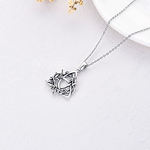 RMREWY Celtic Trinity Knot with Round Vine Necklace 925 Sterling Silver Jewelry Oxidized Good Luck Irish Triquetra Triangle Knot Holy Trinity Pendant Jewelry Mother's Day Gift For Women Mom