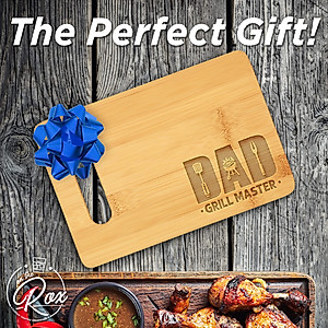 On The Rox Gifts for Dad - Dad Grill Master Cutting Board (9”x6”) - Personalized Dad Gifts for Men - Engraved Bamboo Board for Grill Fathers, Papa, Stepdad - Best Dad Ever Birthday, Fathers' Day Gift