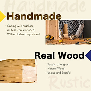 ROOREVO Wall Floating Shelves, Rustic Wood Shelf for Wall Mounted - Wooden Handmade Shelves for Bathroom Kitchen Livingroom(Distressed White, 36 Inch - 2 Pack