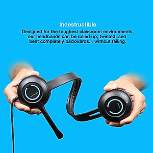 Cyber Acoustics 3.5mm Stereo Headset 5-Pack with Headphones and Noise Cancelling Microphone for PCs, Tablets, and Cell Phones in The Classroom or Home (AC-5002-5)
