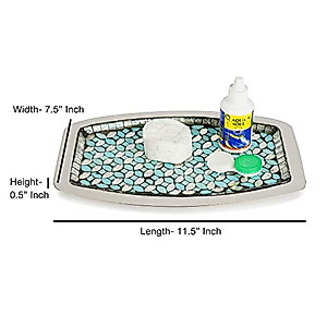 nu steel Sea Foam Amenity Tray in Aqua Blue/Silver Glass Mosaic/ Stainless Steel for Bathrooms & Vanity Spaces
