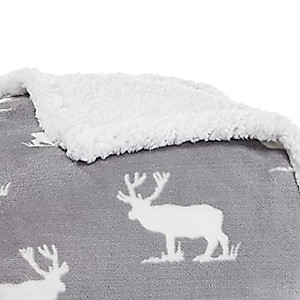 Eddie Bauer Ultra-Plush Collection Throw Blanket-Reversible Sherpa Fleece Cover, Soft & Cozy, Perfect for Bed or Couch, Elk Stance Grey