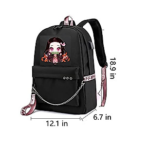 WZCSLM Anime Cosplay Laptop Backpack with USB Charging Port, Middle School College Bookbags for Women Men (black1)