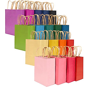 Moretoes 72pcs 18 Colors Small Gift Bags, 8.7 x 6.3 x 3.1 Inches Gift Bags Bulk, Paper Bags with Handles, Party Favor Bags for Birthday, Party
