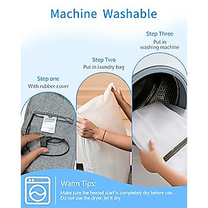 Heated Scarf for Women Men Rechargeable Christmas Birthday Gifts Ideas Unique Electric Sister Wife Best Friend Friendship Mom Mother Her Outdoor Girlfriend Thanksgiving Female Teacher Hiking White