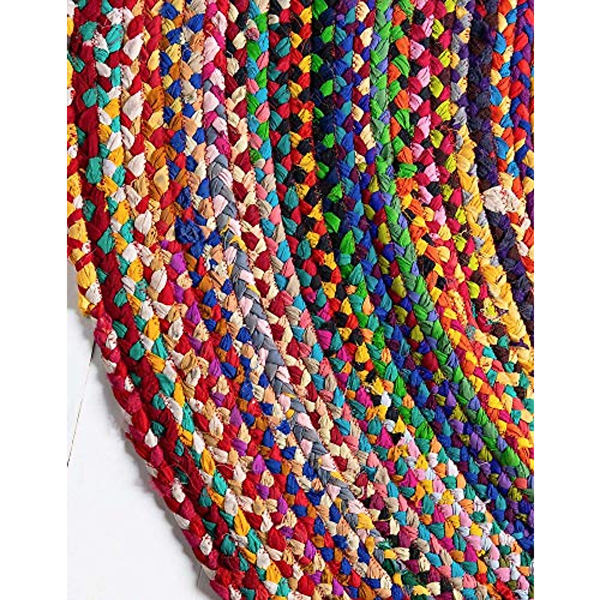 Unique Loom Braided Chindi Collection Area Rug - Layer (3' 3" Round, Multi/ Blue)