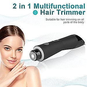 Groin Hair Trimmer for Men, 2 in 1 Body Hair Trimmer with LED Light Cordless Electric Razor for Balls- IPX7 Waterproof Wet/Dry Use No Pulls, No Cuts Body Grommer