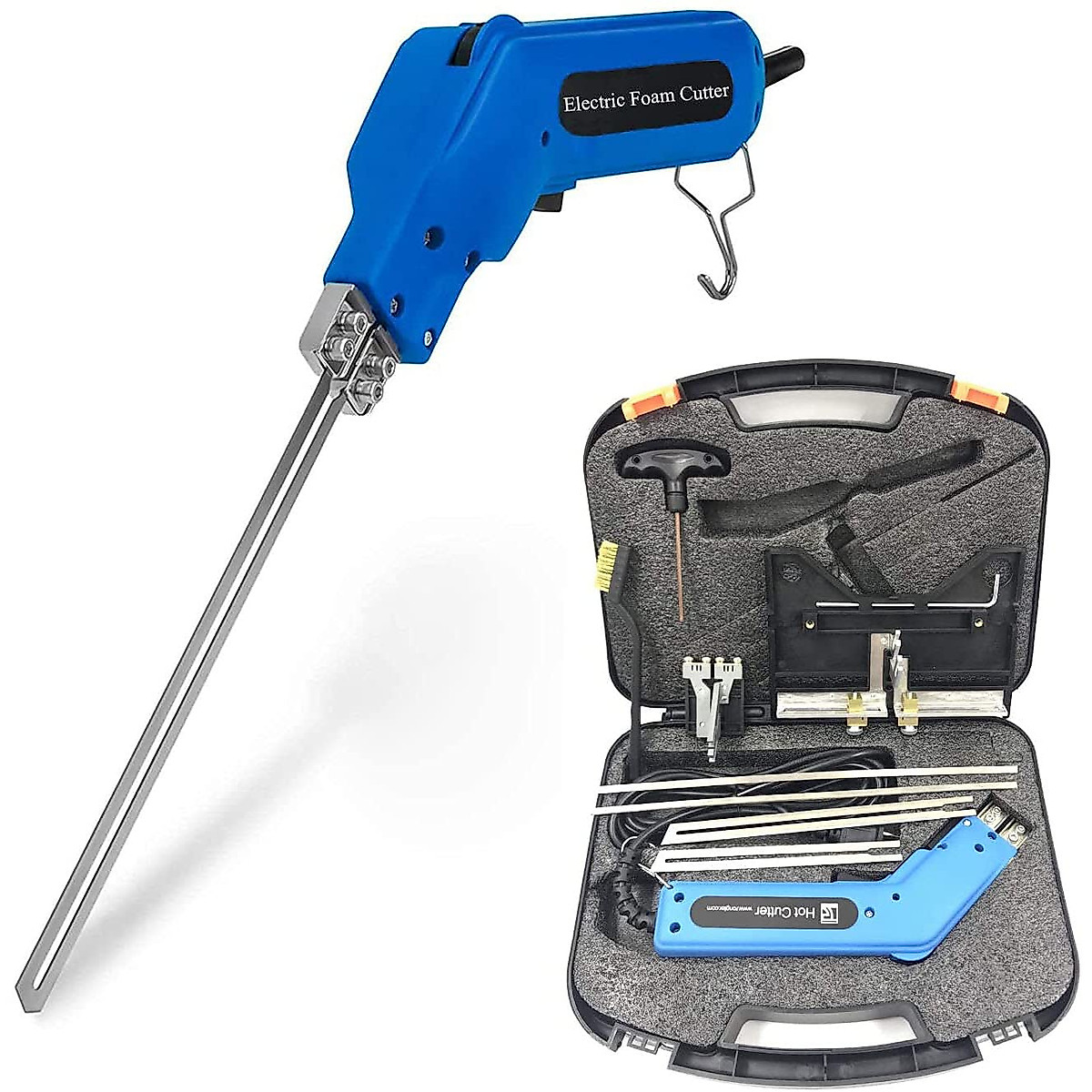 110V Electric Foam Cutter Knife Sponge Peral Foam Cutting Tool Groove Slotting Air-cooling Hot Heat Cutter Kit Blades (Electric foam cutter)