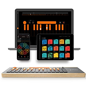 Piano Pad Accessory for J-Play MIDI controller - 25 Keys and Effect Zone, Dedicated Musical App Included, Plug & Play Music instrument Water Edition