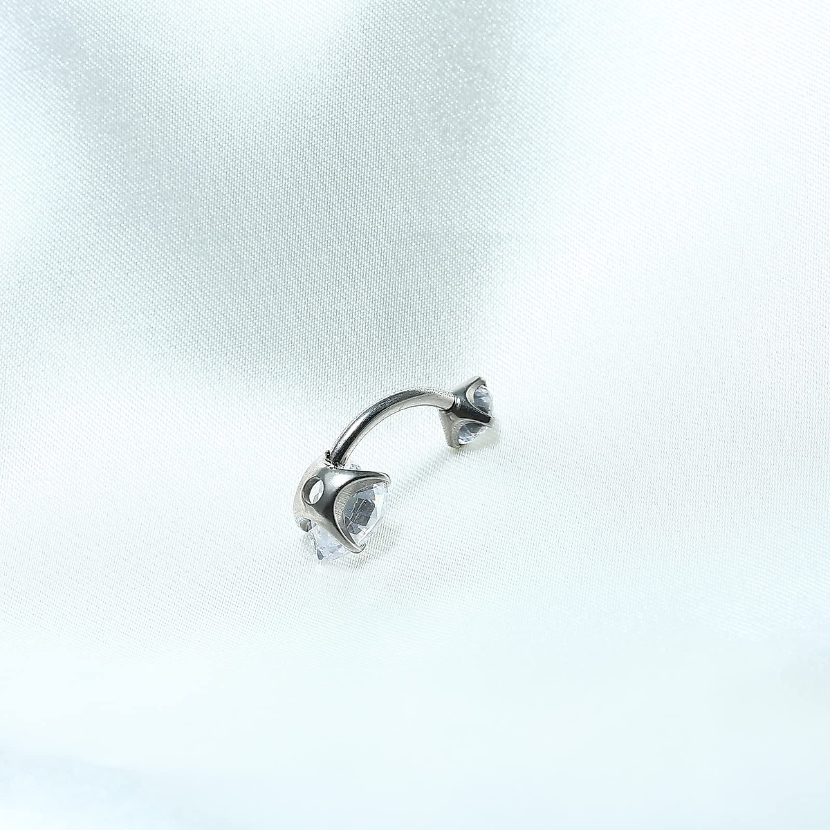 TGNEL G23 Pure Titanium Round and Heart Shaped CZ Belly Button Rings Petite Navel Ring for Women Body Piercing Jewelry 14G ASTM F136 White Cubic Zirconia Belly Rings 10mm Belly Bars