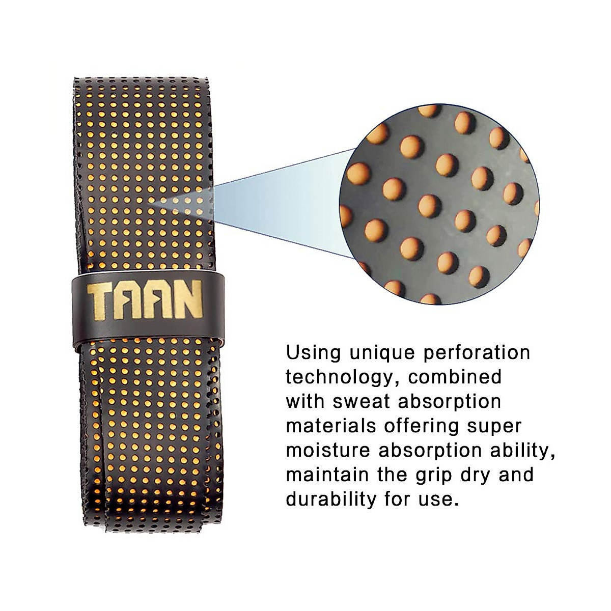 FJZLIFE Tennis Racket Grip in The TAAN Series-Classic -Perforated Super Absorbent-Ultra Cushion Replacement Tennis Overgrip for Badminton,Squash, Baseball, Table Tennis,Bike and More