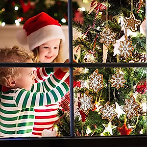 20 Pcs Christmas Gingerbread Snowflake Ornaments Mini Tree Hanging Decorations Silicone Christmas Ornaments Xmas Gingerbread Ornaments with Ropes for Christmas Tree Winter Crafts(20 Pcs, Snowflake)