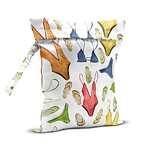 zcyxuuw Wet Bag, Wet Dry Bag, Wet Bag for Swimsuit, Travel, Beach, Pool, Diapers, Dirty Yoga Gym Clothes, Makeup Bag, Waterproof Reusable Beach Bag Ocean Decor Starfish Sea Horse Anchor