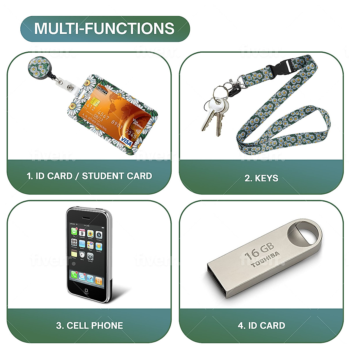 BGHSE Personalized Vertical ID Badge Holder with Lanyard - Fashionable ID Card Holders with Detachable Neck Lanyards - Soft Fiber,Metal Clip,Sturdy Buckle for Key,Wallet