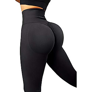 SUUKSESS Scrunch Butt Lifting Seamless Leggings for Women Booty High Waisted Workout Yoga Pants (Black, M)