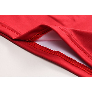 Red Plume Women's Compression Fitness Sport T-Shirt Superhero Sercies Short-Sleeved Yoga Sport Shirt for Women Red