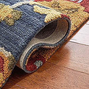 SAFAVIEH Blossom Collection 5' x 8' Navy/Multi BLM401N Handmade Floral Premium Wool Living Room Dining Bedroom Area Rug