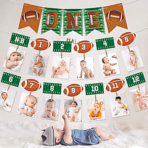 Footbal Birhtday Decorations 1St Birthday Photo Banner 1St Year Down Football Banner First Birthday Monthly Photo Banner Football Theme Birthday Party Supplies