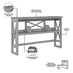 Bush Furniture Key West L Shaped Desk with Hutch, 60W, Cape Cod Gray