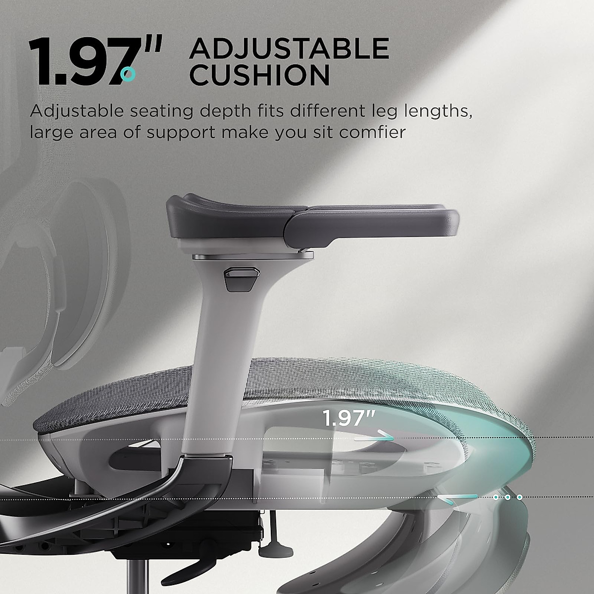 Hbada E3 Pro Ergonomic Office Chair, Big and Tall Office Chair - with 3-Zone Dynamic Lumbar Support, 4D Adjustable Headrest, 6D Adjustable Armrests, Swivel Computer Chair for Home Office, Grey