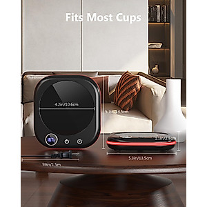 MQUPIN Coffee Warmer, Coffee Cup Warmer for Desk Auto Shut Off, Smart Candle Warmer with Temp Display & 1-12 Hours Timer- 1 Gold Coffee Spoon & 1 Black Insulating Mat Included (Black)