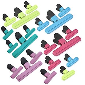20 Pack Chip Bag Clip, Food Bag Clip,Assorted Sizes, Plastic Heavy Seal Grip,5 Colors
