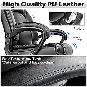 OUTFINE Office Chair Executive Office Chair Desk Chair Computer Chair with Ergonomic Support Tilting Function Upholstered in Leather