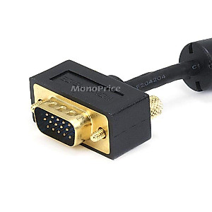 Monoprice 1.5ft Ultra Slim SVGA Super VGA 30/32AWG M/M Monitor Cable w/ ferrites (Gold Plated Connector)