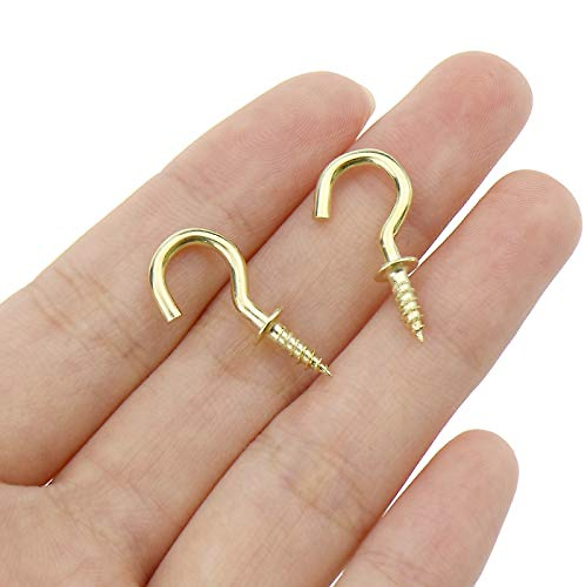 Mini Ceiling Screw Hooks, 200 Pieces 1/2 Inch Cup Hooks Screw-in Hooks for Hanging Plants Mug Arts Decorations，Gold