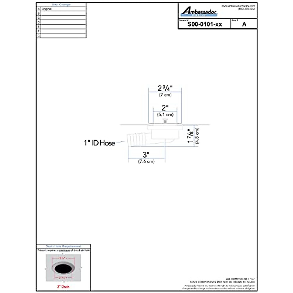 Ambassador Marine Sink Drain with Ultra Mirror Finish