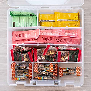 AB Designs 6823ABD Super Satchel with Removable Dividers, Stackable Home Storage Organization Container, Clear with Sliver Latches and Handle