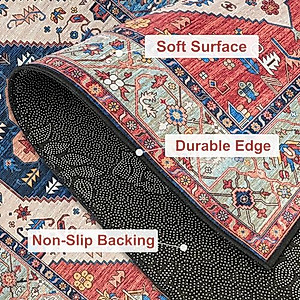 Syhimity Boho Area Rug 2x3 Small Entryway Rug Accent Rug Non-Slip Washable Low-Pile Floor Carpet for Indoor Front Door Kitchen Bathroom