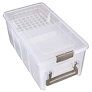 ArtBin 6925AB Semi Satchel with 3 Removable Dividers, Portable Art & Craft Organizer with Handle, Clear & ArtBin 6934AB Marker Storage Satchel with Marker Organizer Tray, Art & Craft Organizer, Clear