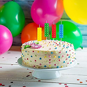 16 Pieces Building Block Candles Brick Birthday Cake Topper Candles for Building Block Birthday Decoration Party Supplies