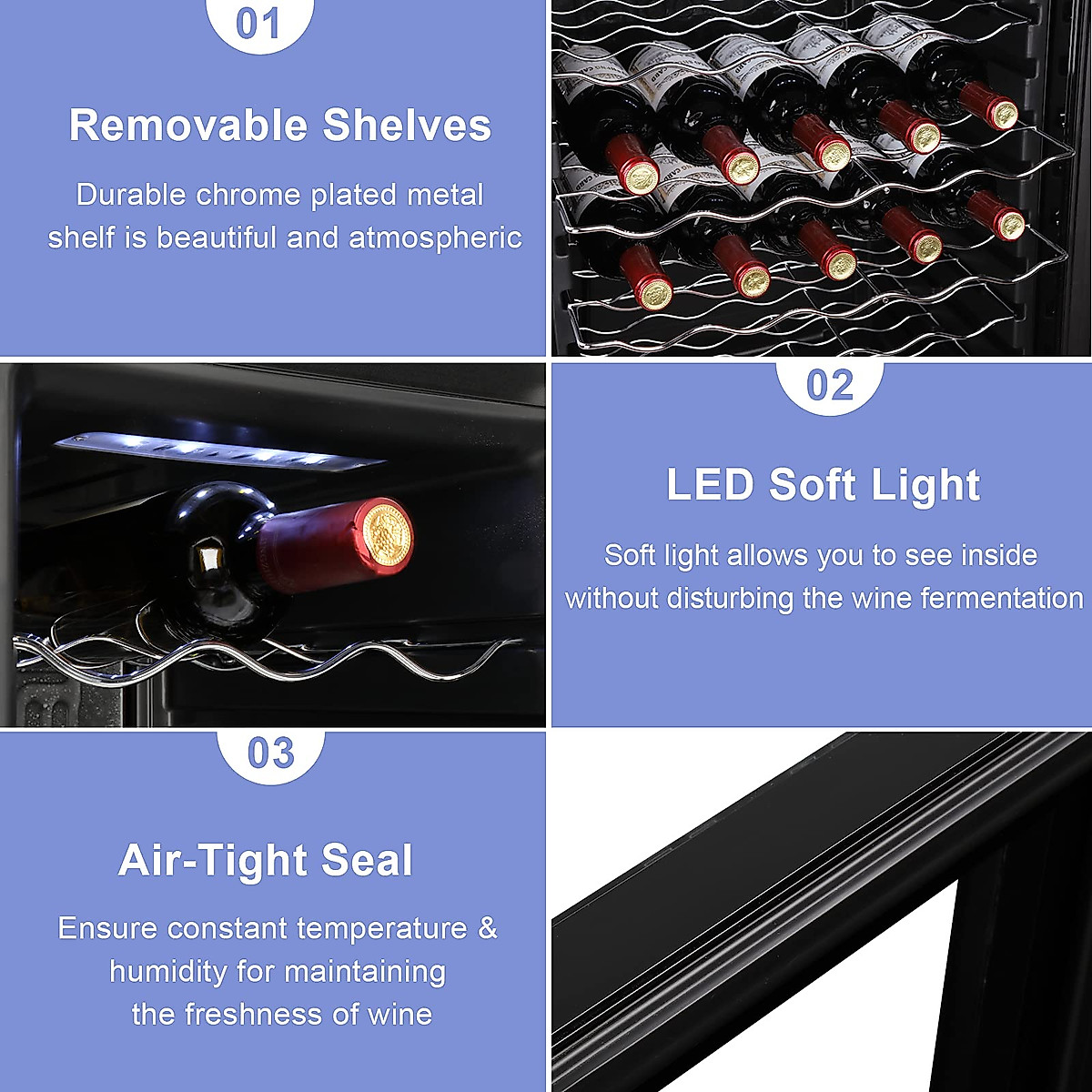 ROVSUN 34 Bottle Wine Cooler Refrigerator, Freestanding Compressor Wine Chiller, Beverage Wine Fridge with Digital Temperature Control & Double-layer Glass Door for Red White Wine, Champagne, Beer