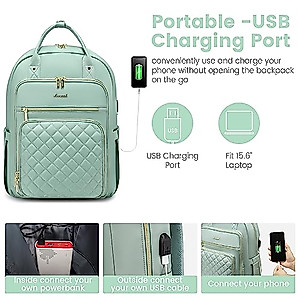 LOVEVOOK Laptop Backpack for Women, Water Resistant Travel Work Backpacks Purse Stylish College Business Teacher Nurse Computer Bag with USB Charging Port, Fits 15.6" Laptop