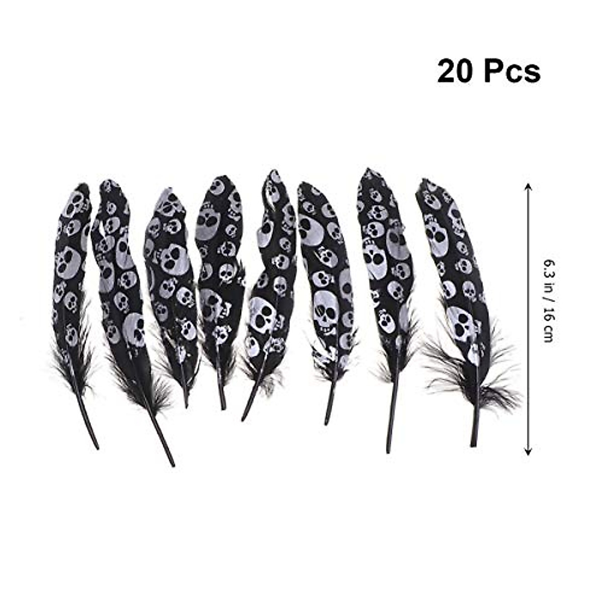 Halloween Skulls Pattern Swan 20 Pcs Saddle Hackle Rooster Halloween Hackle Rooster Goose Natural for Toy DIY Craft Home Decoration Headgears