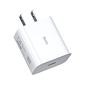 BENKS for iPhone 14 Fast Charging, 20W USB C Wall Charger TÜV Certified, USB-C Fast Wall Charger Compatible with iPhone 14/14 Plus/14 Pro/14 Pro Max, PD Block Adapter for iPad iPhone 13/12 Series
