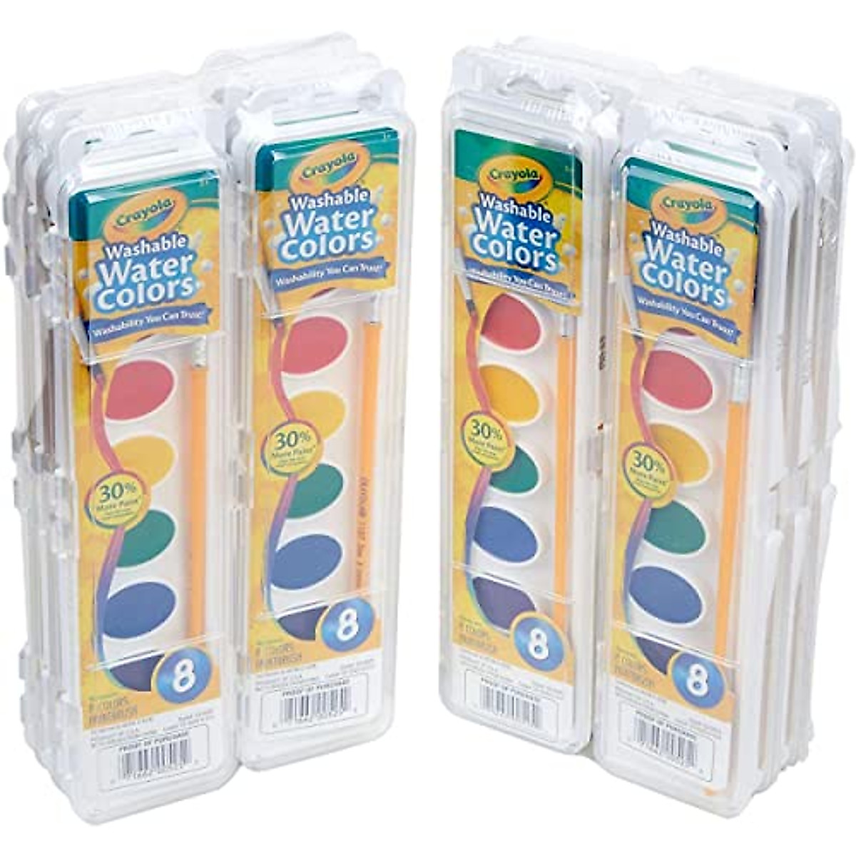 Crayola Washable Watercolors, 12 Paint Sets for Kids, School Supplies Bulk, 8 Vibrant Colors