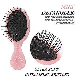 Toddler Detangler Hair Brush Travel Detangling Brushes 3Pcs Women Valentines Day Best Gift Small Wet Hair Brush For Baby Kids Pocket hairbrush Pro, for Curly Hair, Wet Dry Hair Tangle Brush