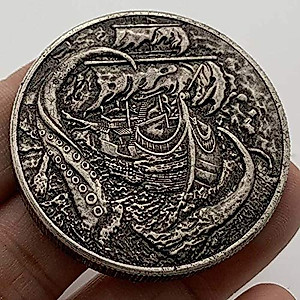 BBYHXOCZWC Wandering Coins Pirate Skull Octopus Sailing Commemorative Coin Gift Lucky Challenge Coin