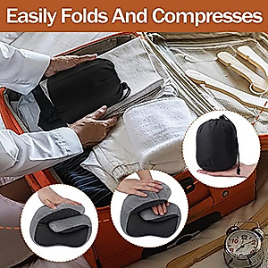 Faddare Travel Pillow, Memory Foam Neck Support Pillow Set, Comfortable Neck and Head Support Pillow, Travel Neck Rest Cushion for Plane Car Train Office(Grey)