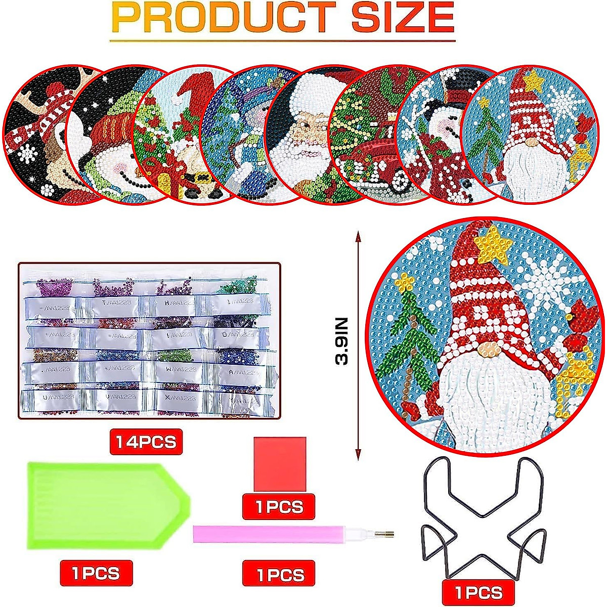 8 PCS Diamond Painting Coaster Kits with Holder,Jack and Sally Diamond Art Coasters 5D Diamond Painting Kits for Adults, Beginners, Kids Diamond Art Craft Supplies Christmas Gift