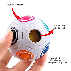 D-FantiX Rainbow Puzzle Ball Cube Magic Rainbow Ball Stress Fidget Ball Brain Teasers Games Fidget Toys Easter Christmas Stocking Stuffers for Kids Set of 2