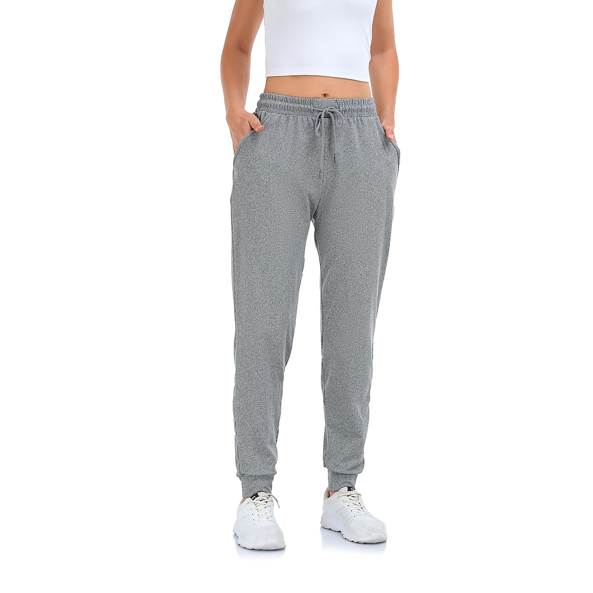 Mgput 4 PCS Women's Joggers Pants with Pockets-Women Lightweight Sweatpants for Running Yoga Athletic Casual Pants(TYP601-S/M-2B/GR/LGRY)