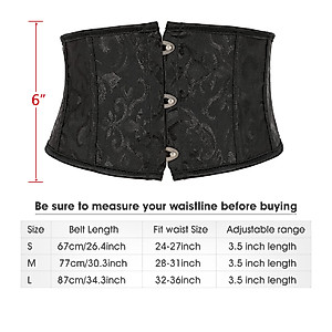 Floral Corset Waist Belt for Women,Lace up Waist Belt Wide Waistband Obi Tied Waspie Belt for Wedding Halloween 1.black